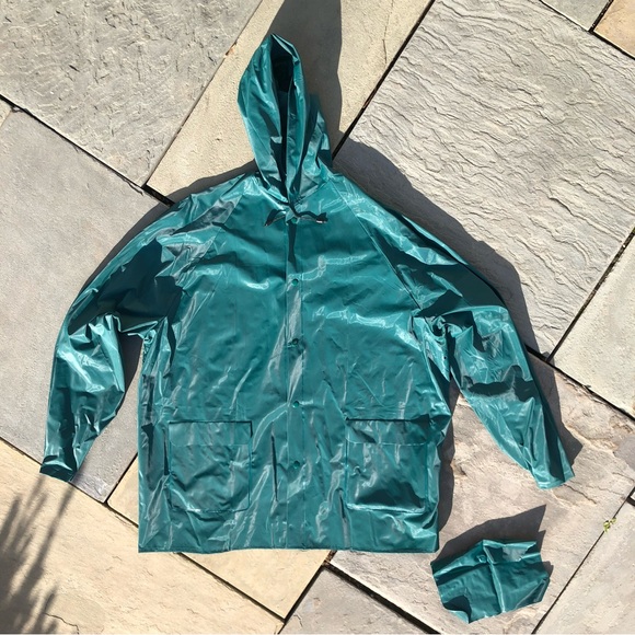 Jackets & Coats | Vintage 9s Vinyl Rain Jacket With Matching Belt Bag ...